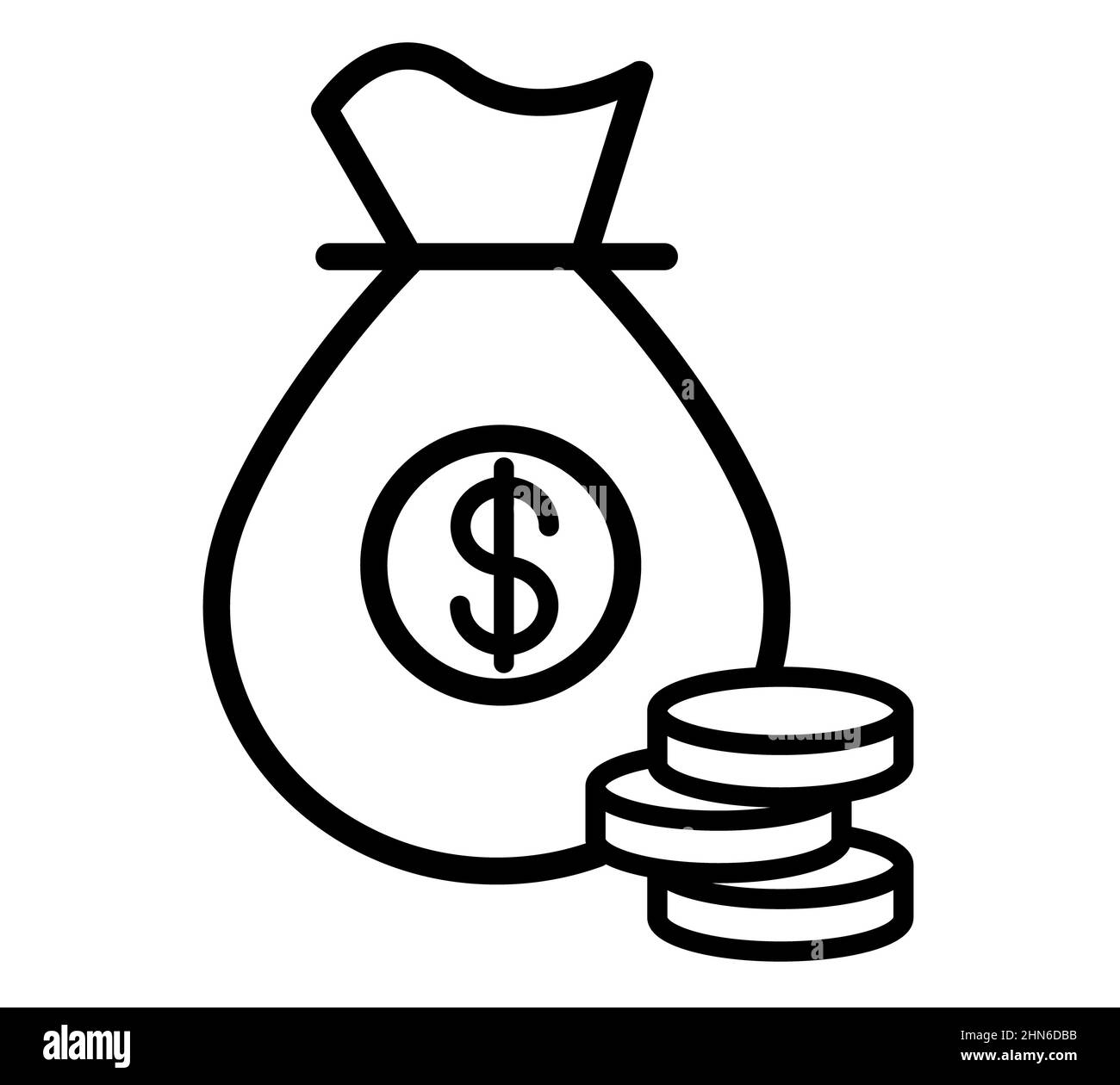 Stack of money flat icon. Dollar pictogram for web. Line stroke. Cash ...