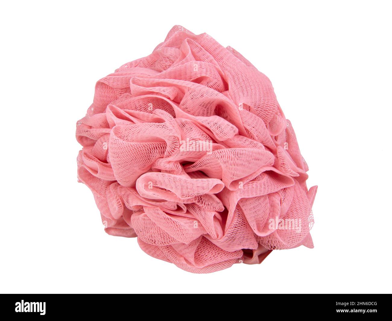 Pink puff sponge for shower bath isolated on the white background Stock ...