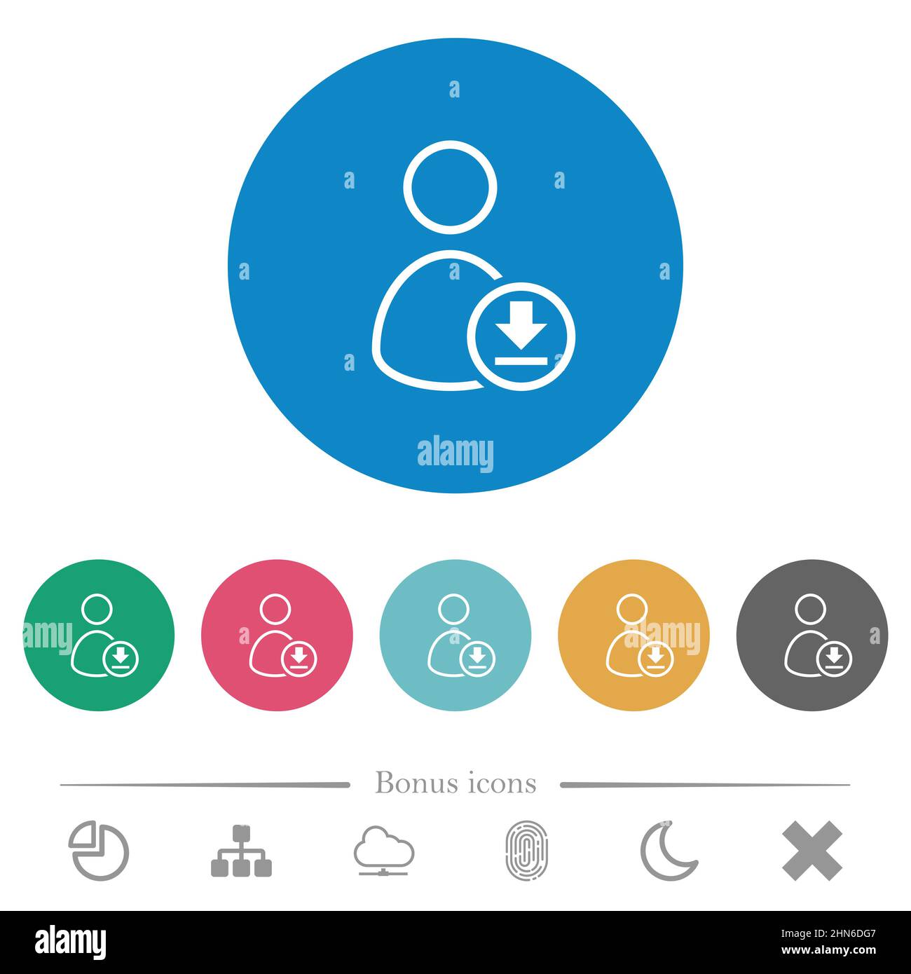 Download user account outline flat white icons on round color ...