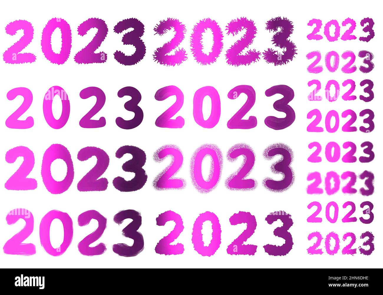 Set with 2023 numbers for stickers and cards and cards for postcard and ...