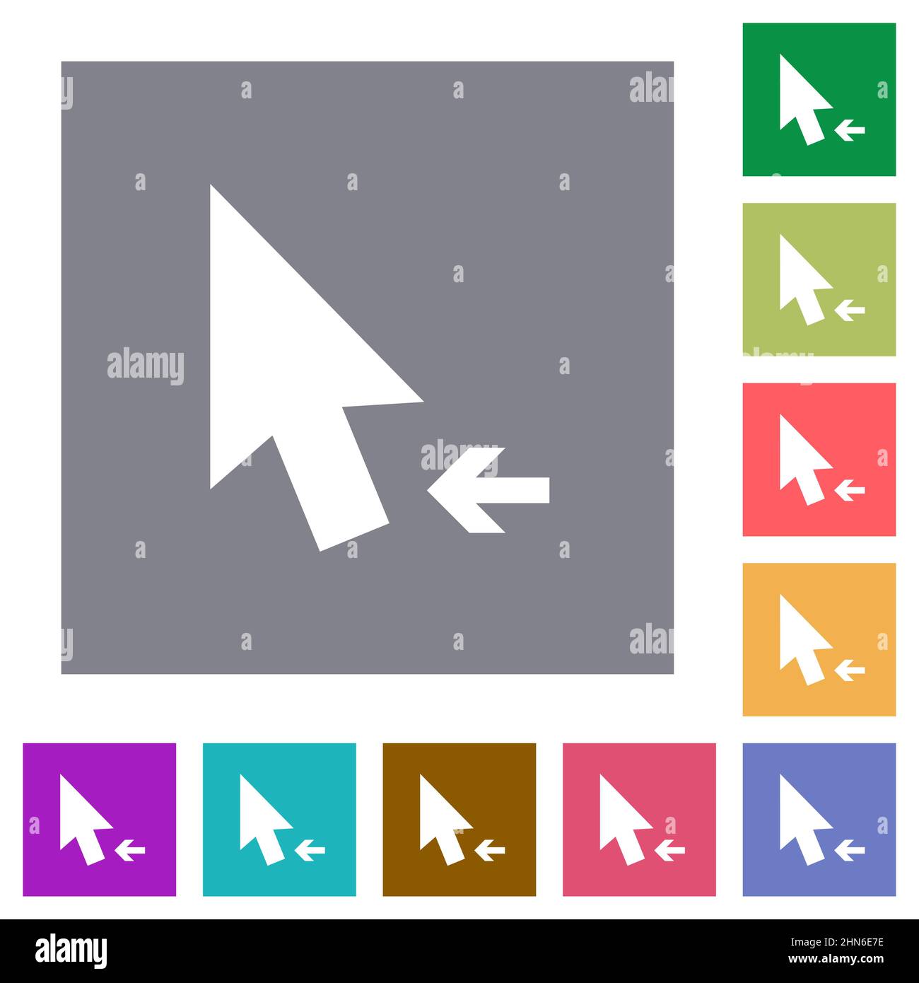 Arrow cursor left solid flat icons on simple color square backgrounds ...