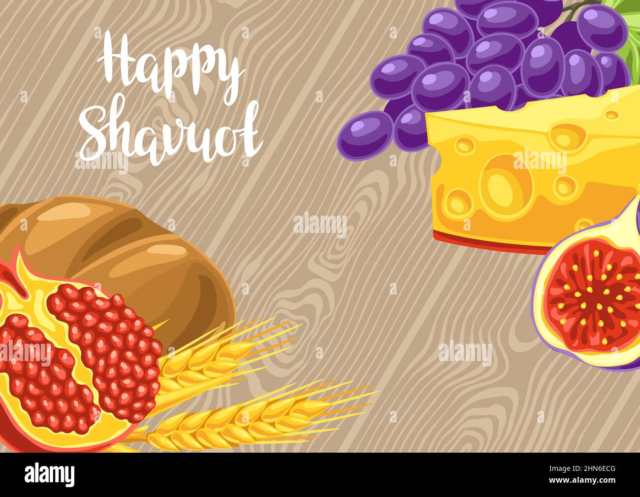 Happy Shavuot greeting card. Holiday background with Jewish traditional ...