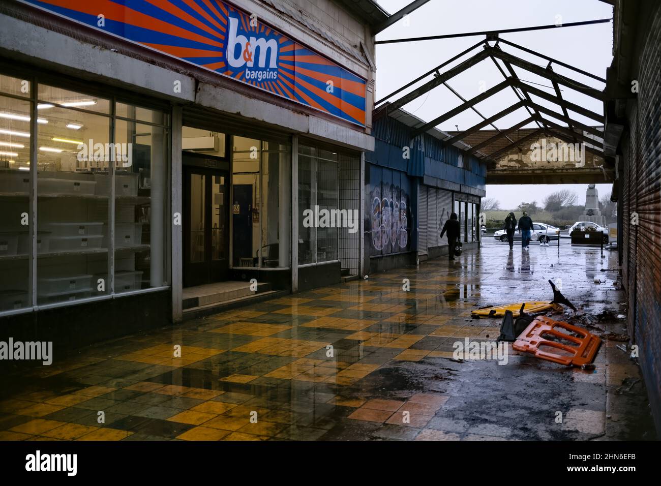 Morecambe Lancashire UK February 2022 scruffy town center shopping ...