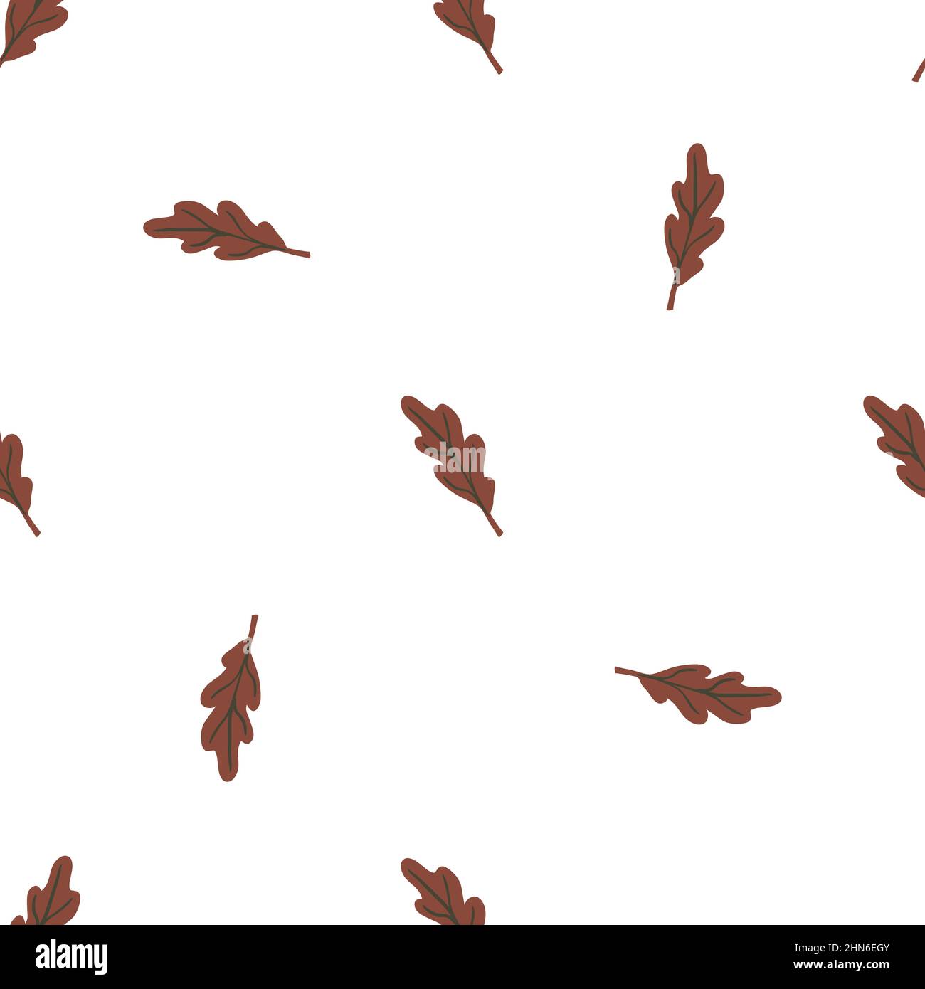 Oak leaf seamless pattern. Plant background. Repeated texture in doodle ...