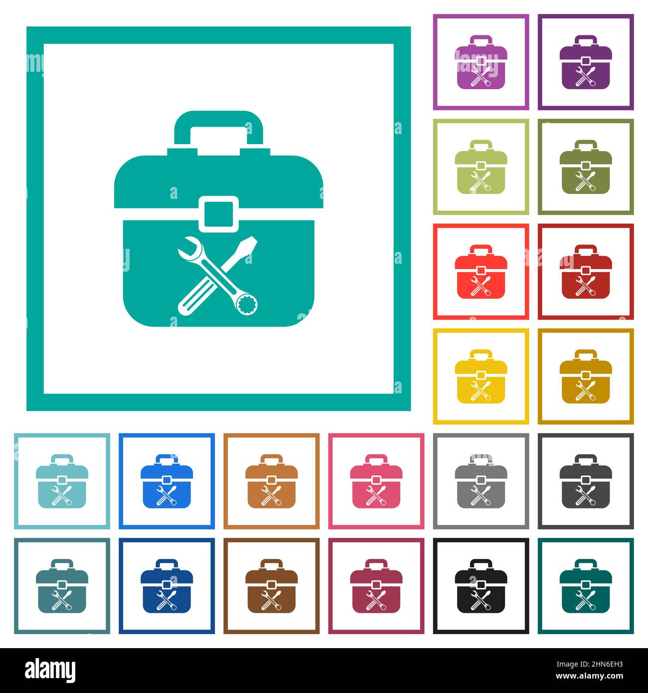 Toolbox with wrench and screwdriver flat color icons with quadrant ...