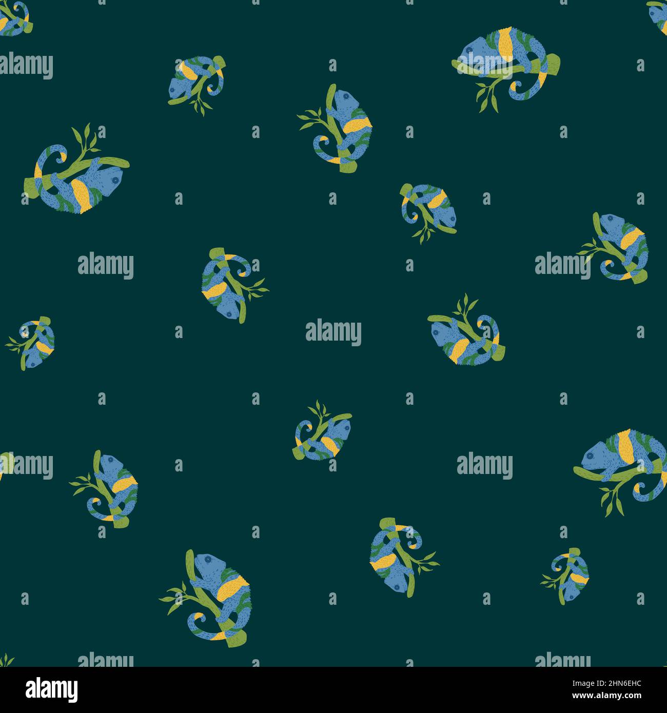 Chameleon seamless pattern. Background of tropical lizard. Repeated ...