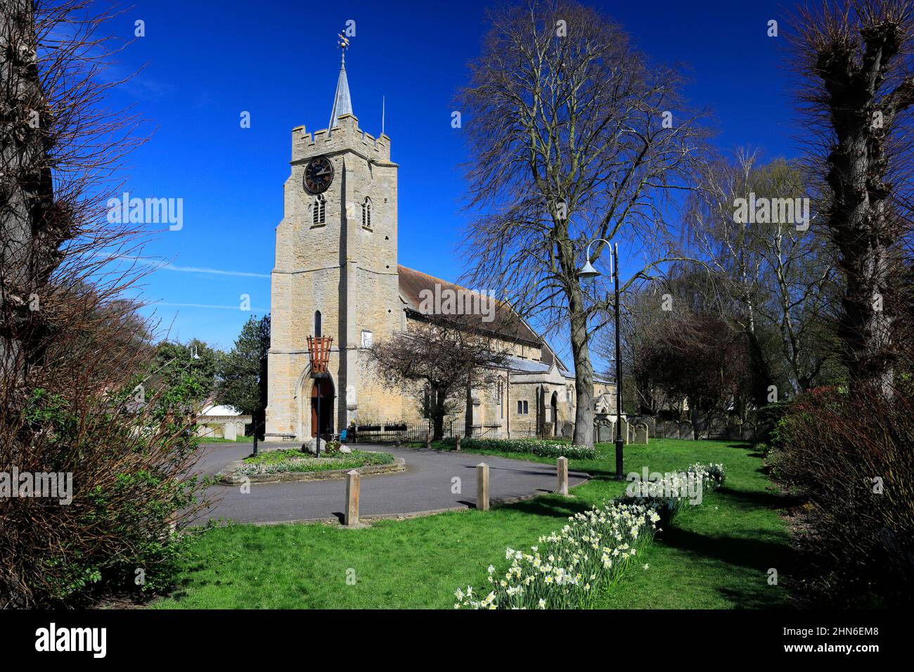 Spring view of St Peters church, Chatteris town, Cambridgeshire ...