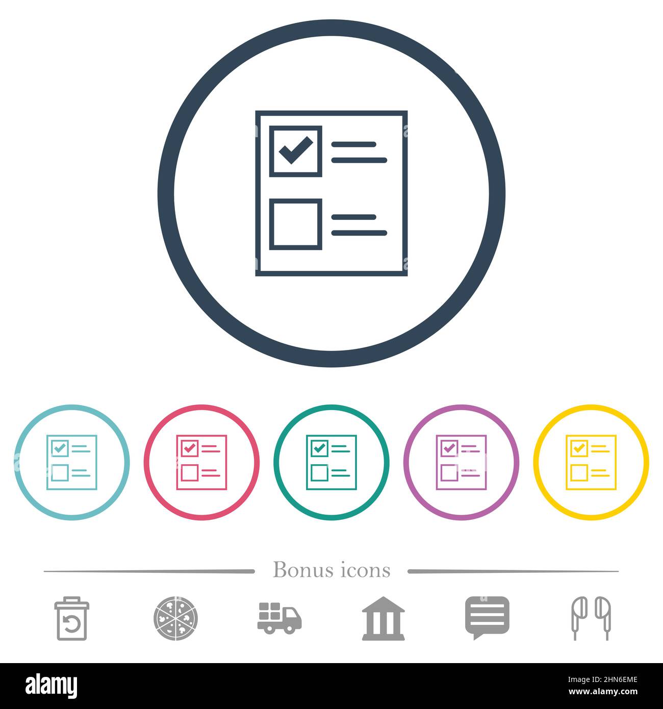 Ballot paper outline flat color icons in round outlines. 6 bonus icons ...