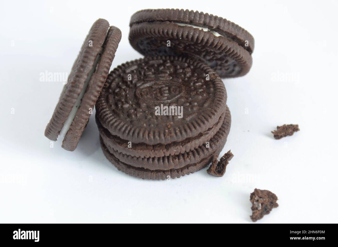 Oreo sandwich cookies, isolated white background Stock Photo - Alamy