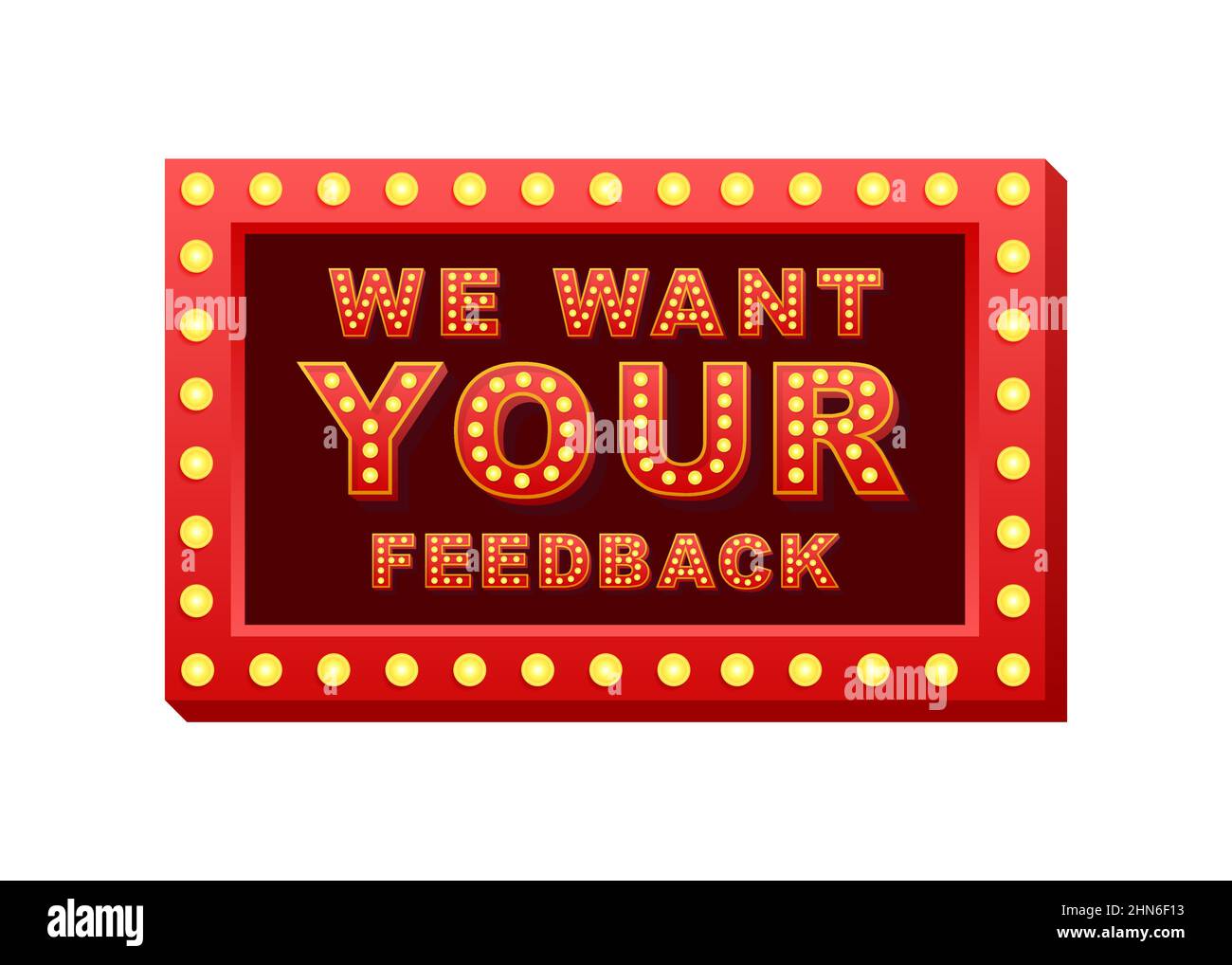 Retro light text we want your feedback. Retro light bulb. Vector stock ...