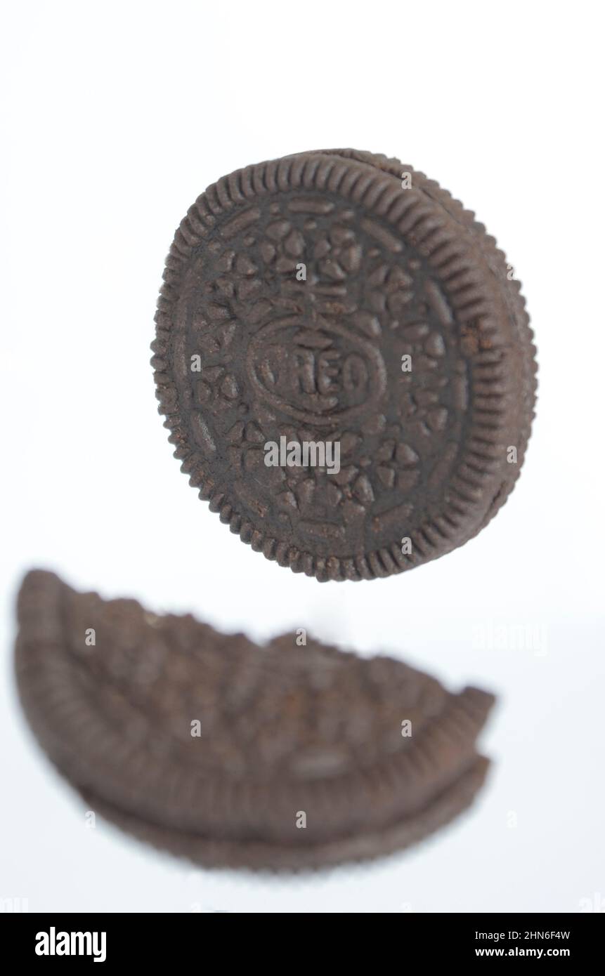 Oreo sandwich cookies, isolated white background Stock Photo - Alamy