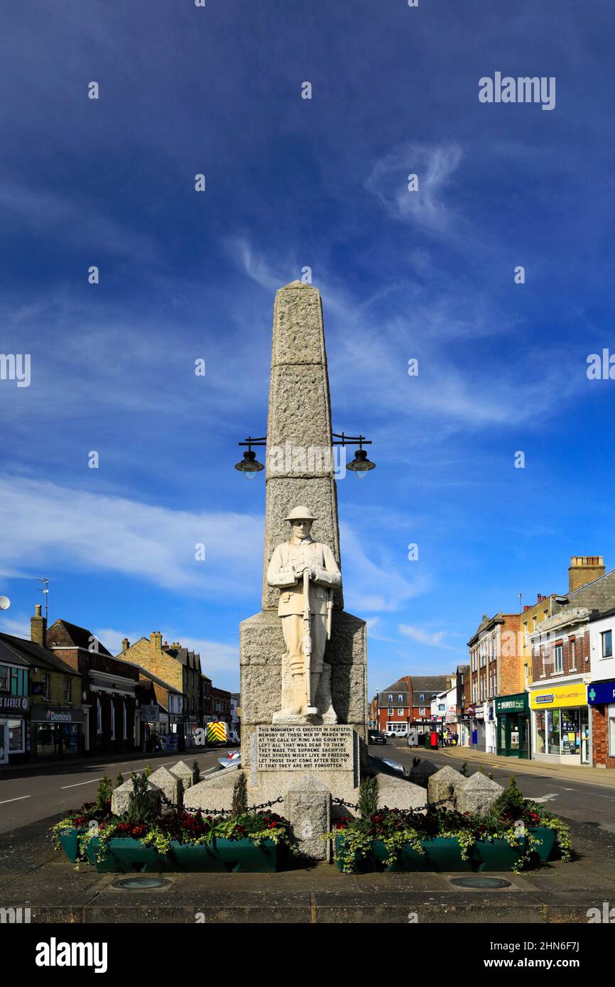The War memorial in Broad Street, March town, Cambridgeshire; England ...