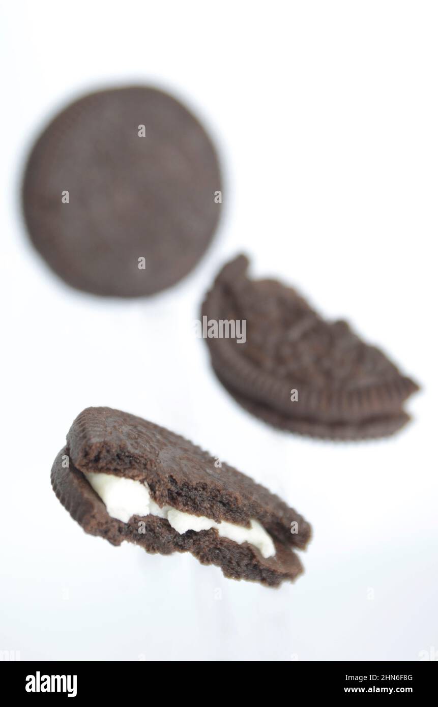 Oreo sandwich cookies, isolated white background Stock Photo - Alamy