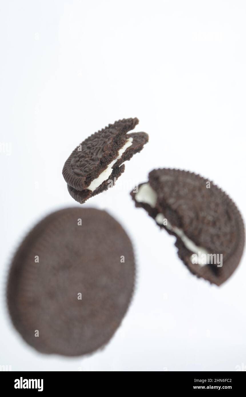 Oreo sandwich cookies, isolated white background Stock Photo - Alamy