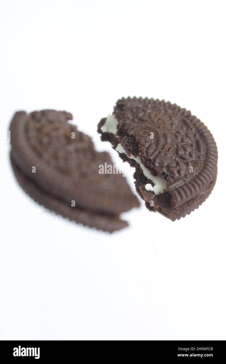 Oreo sandwich cookies, isolated white background Stock Photo - Alamy