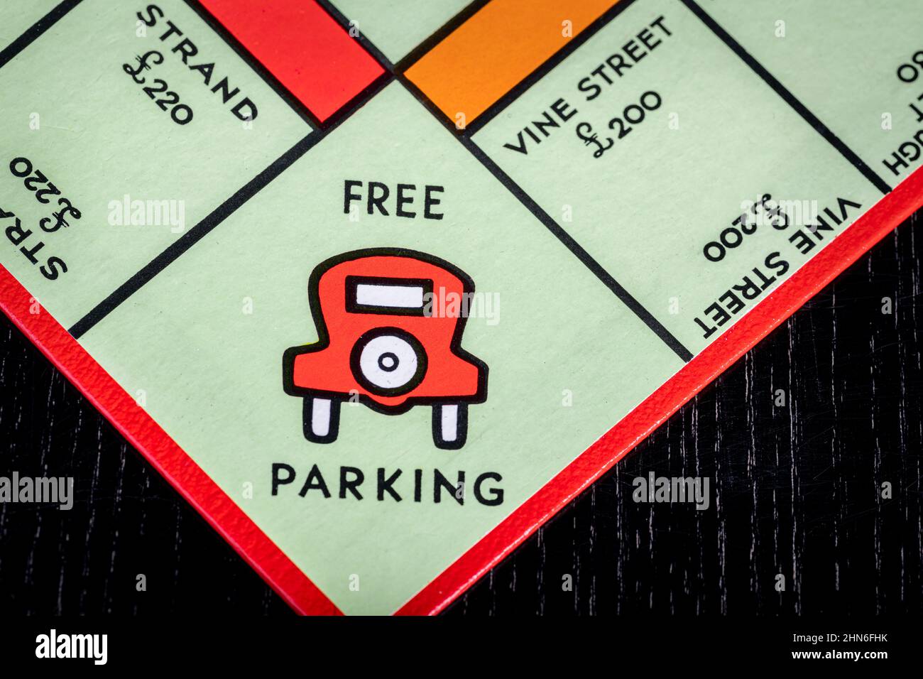 The Free Parking square on a UK Monopoly Board Stock Photo - Alamy