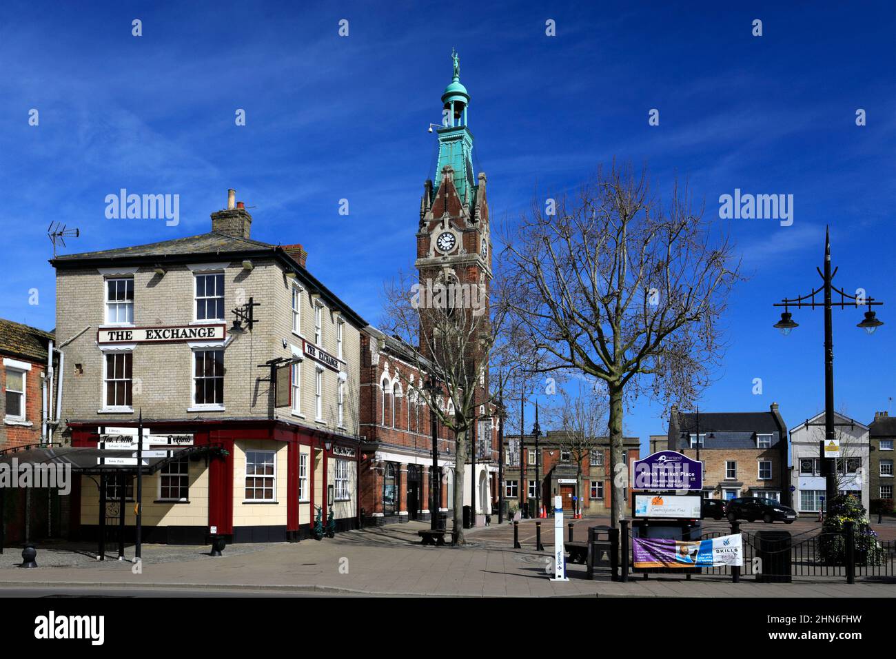 The Town Hall and Market square, March town, Cambridgeshire; England ...