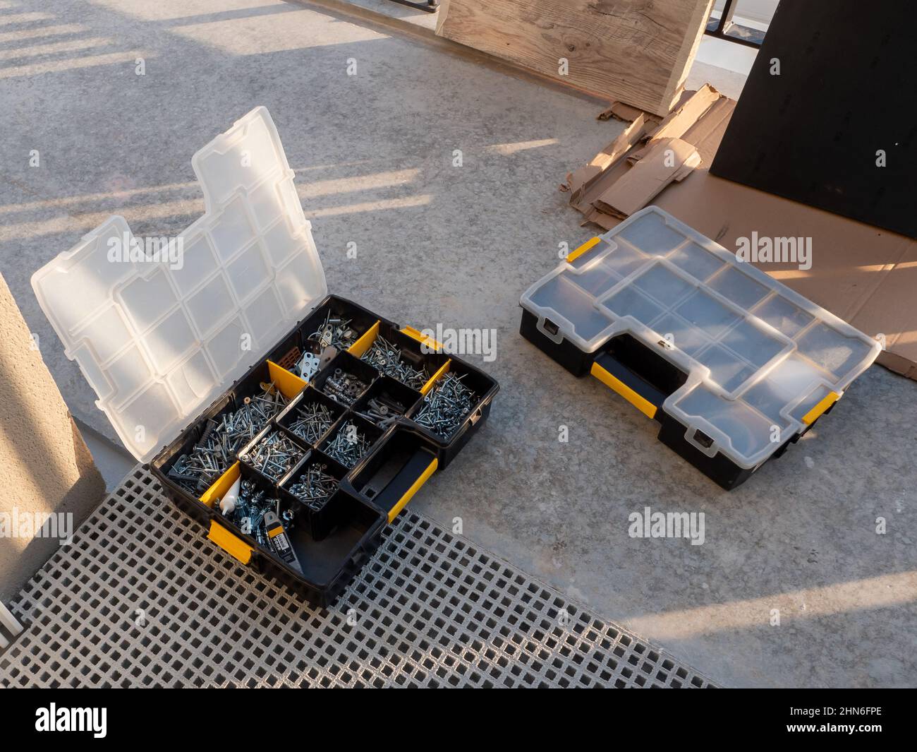 box with screws - professional tools for the installer Stock Photo - Alamy