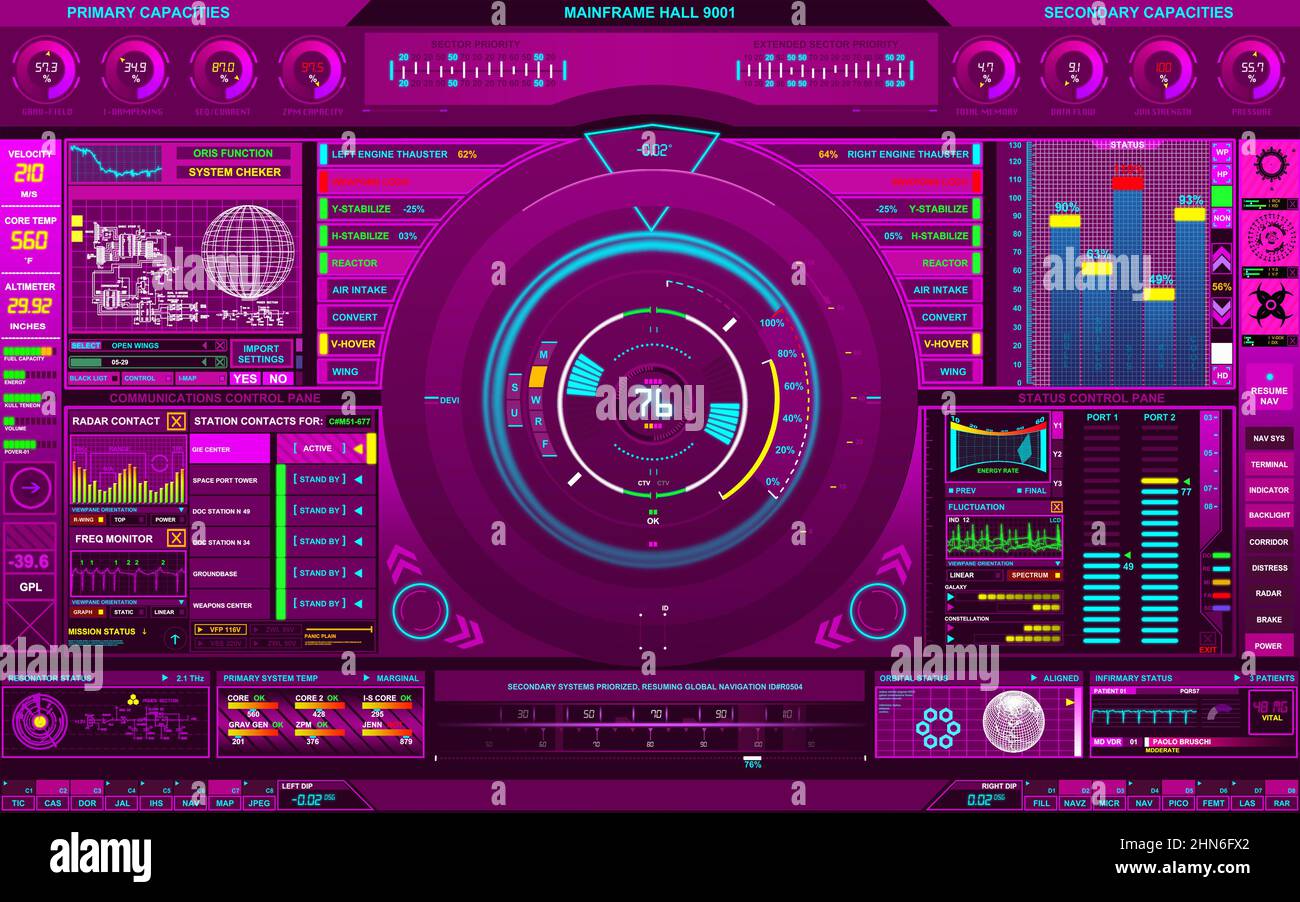 View from the cockpit spaceship, futuristic display design Stock Photo ...