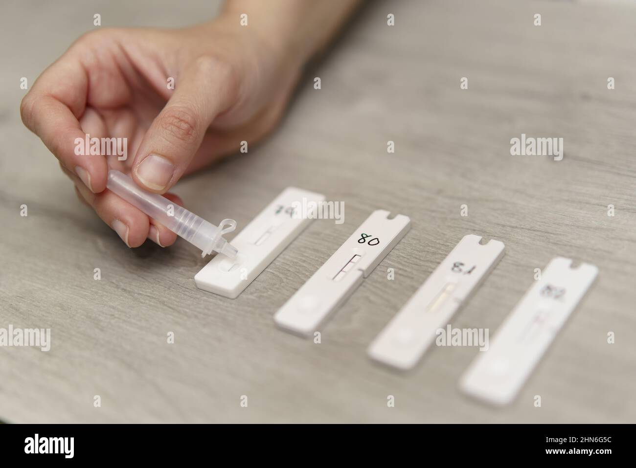 Covid-19 antigen test with negative and positive results Stock Photo ...