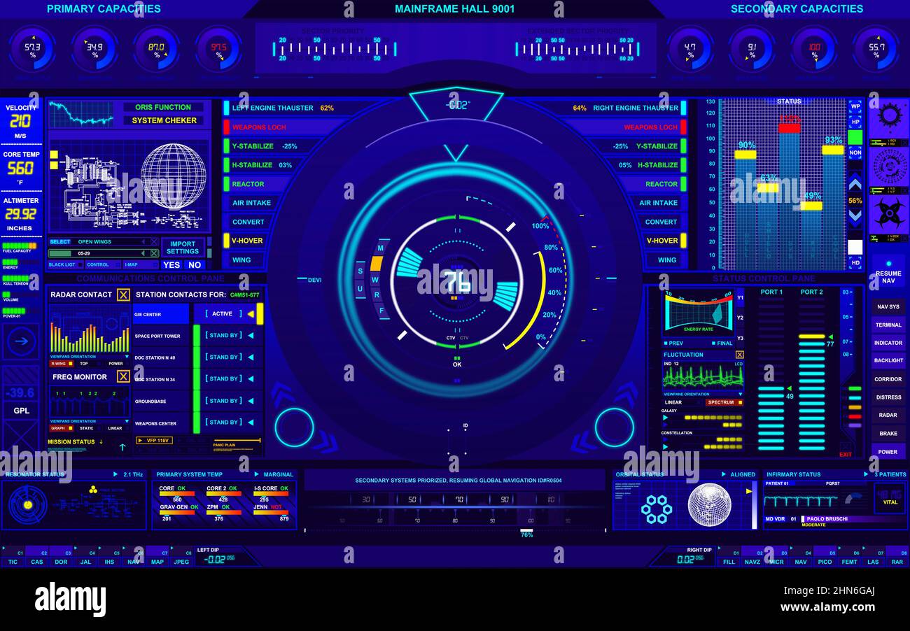 View from the cockpit spaceship, futuristic display design Stock Photo ...