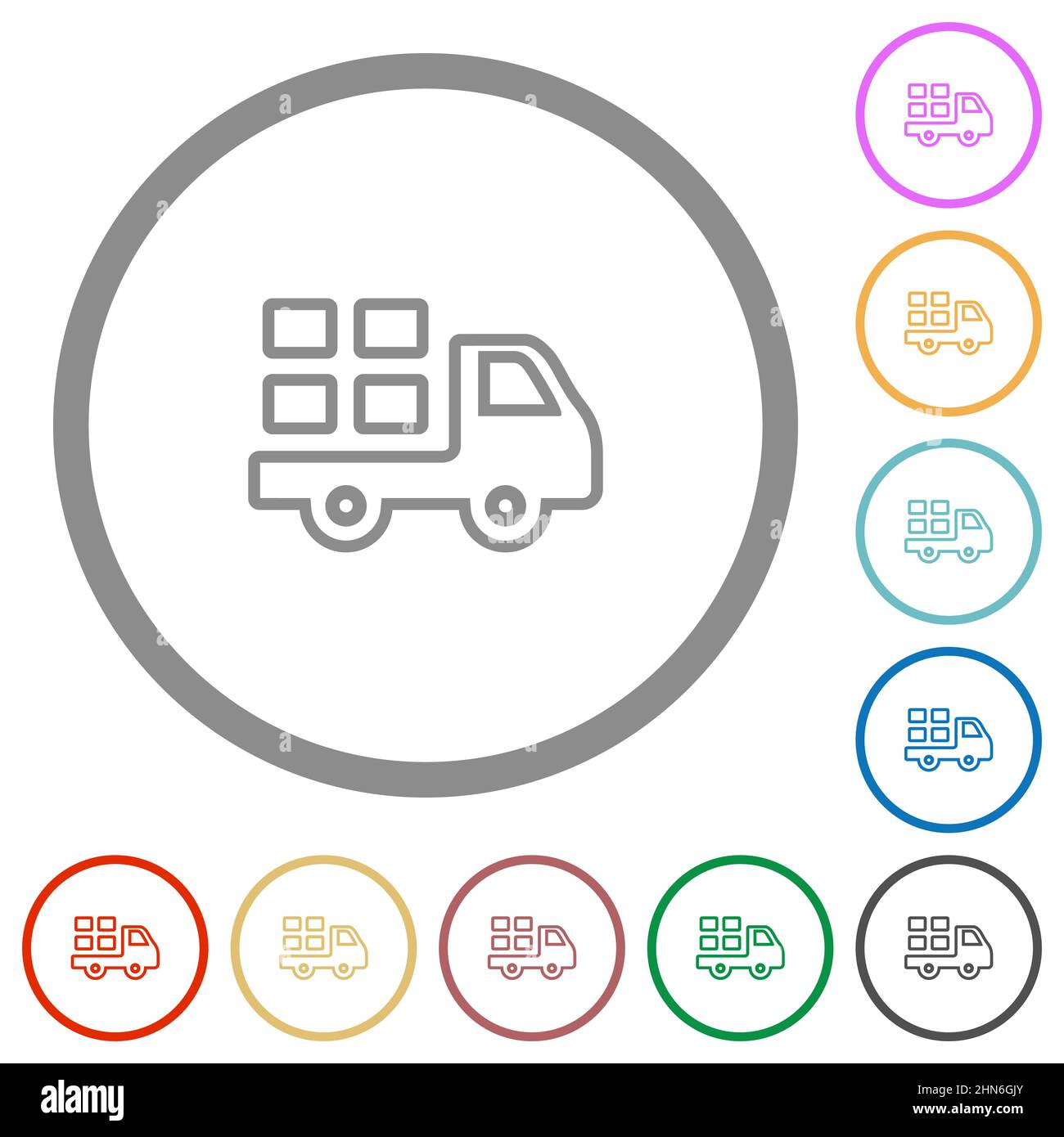 Transport outline flat color icons in round outlines on white ...