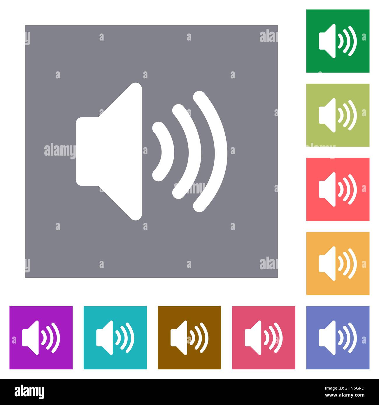 Volume solid flat icons on simple color square backgrounds Stock Vector ...