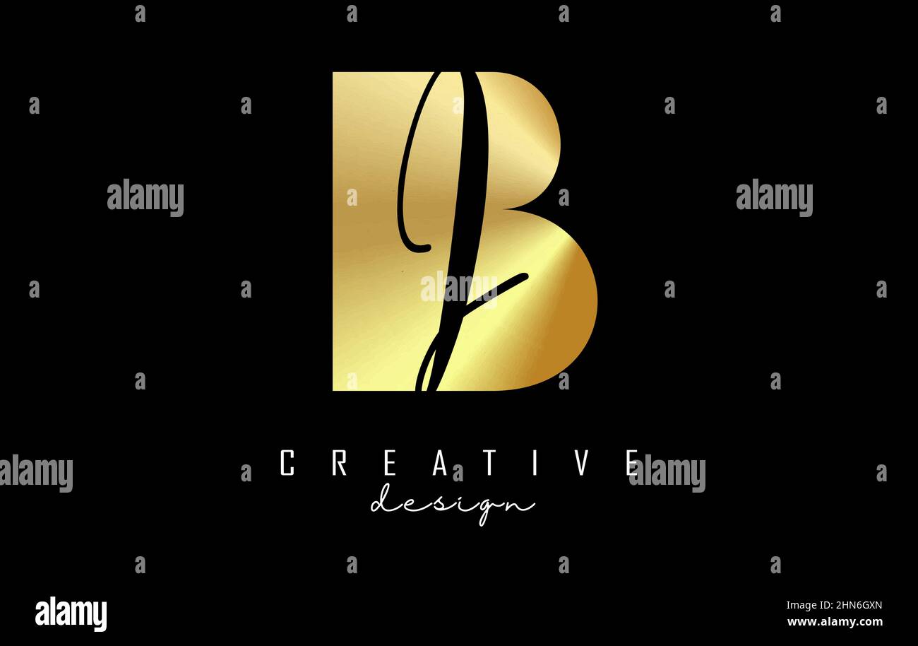 Golden letters Bi Logo with a minimalist design and negative space ...