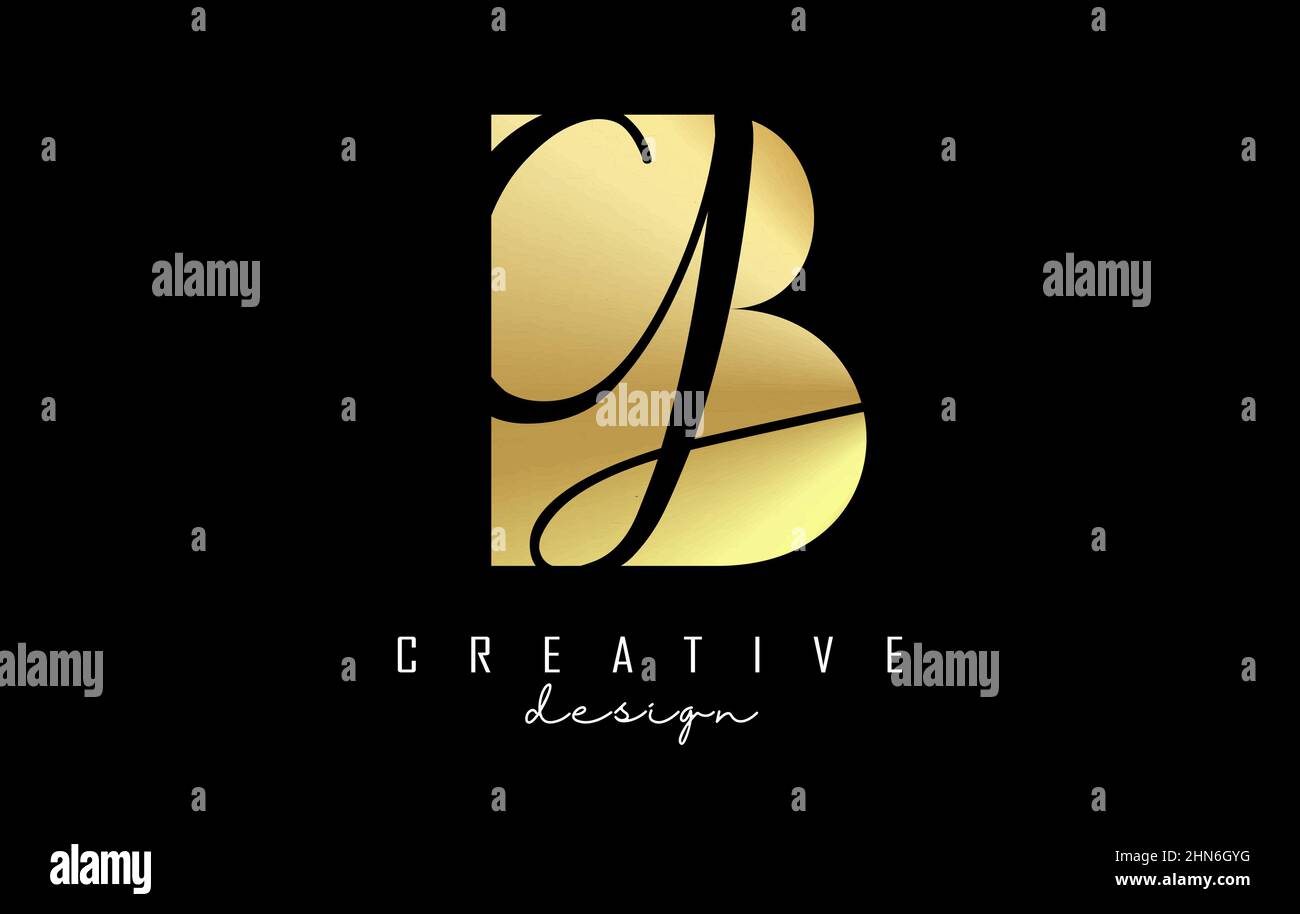 Golden letters BG Logo with a minimalist design and negative space ...