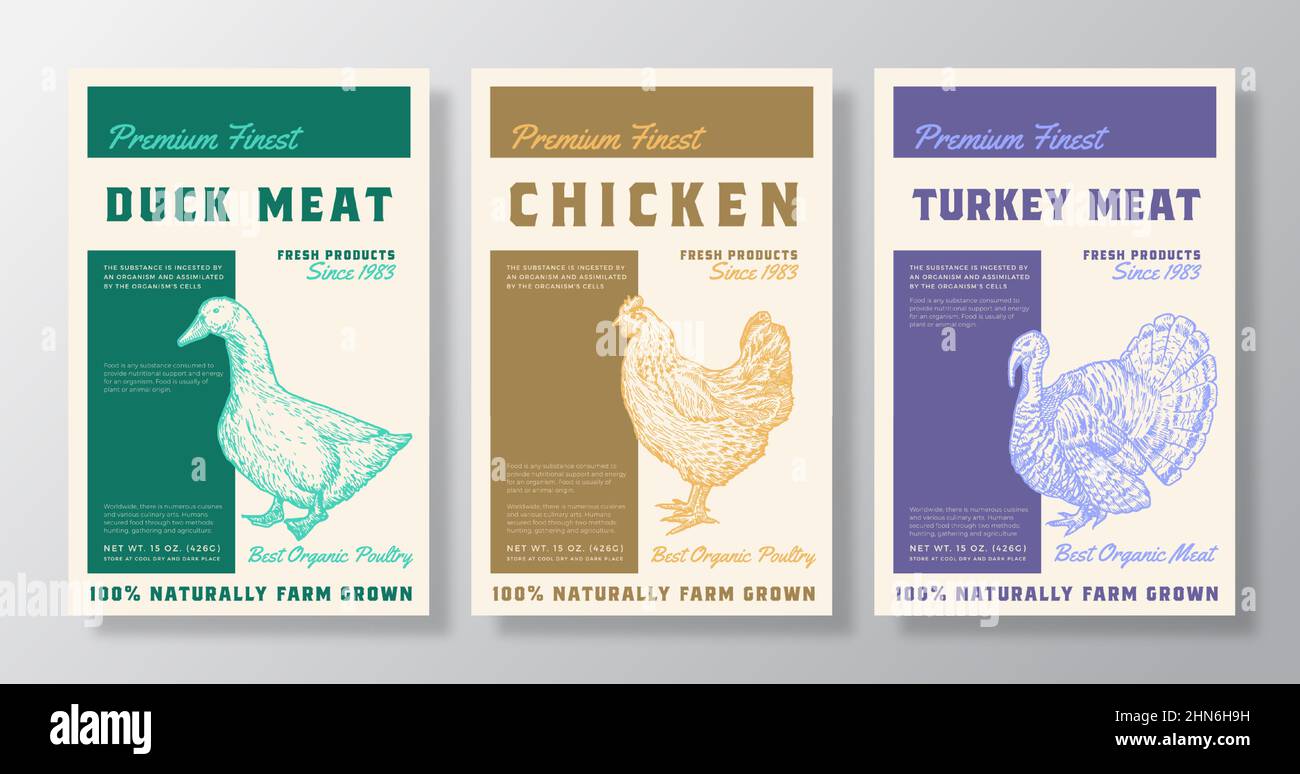 Premium Finest Poultry Meat Vector Packaging Product Label Design ...