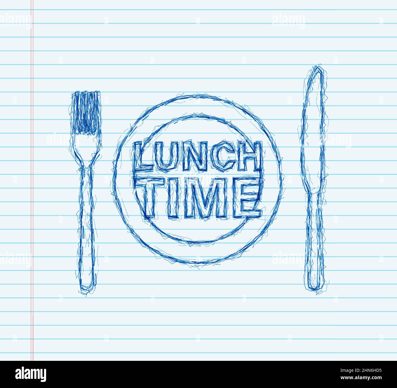 sketch icon with lunch time on white background for cover design ...