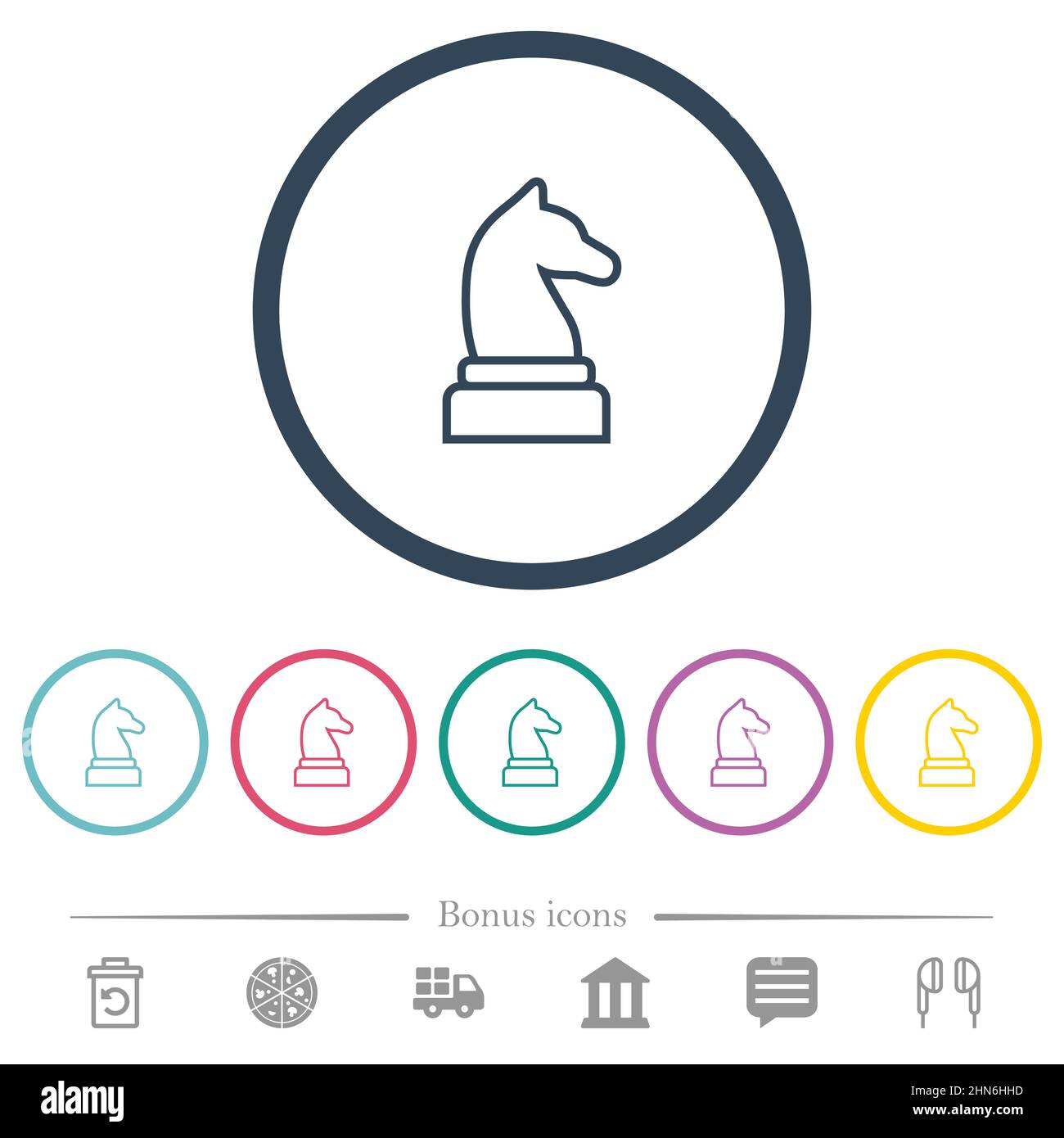 White chess knight flat color icons in round outlines. 6 bonus icons included Stock Vector Image ...