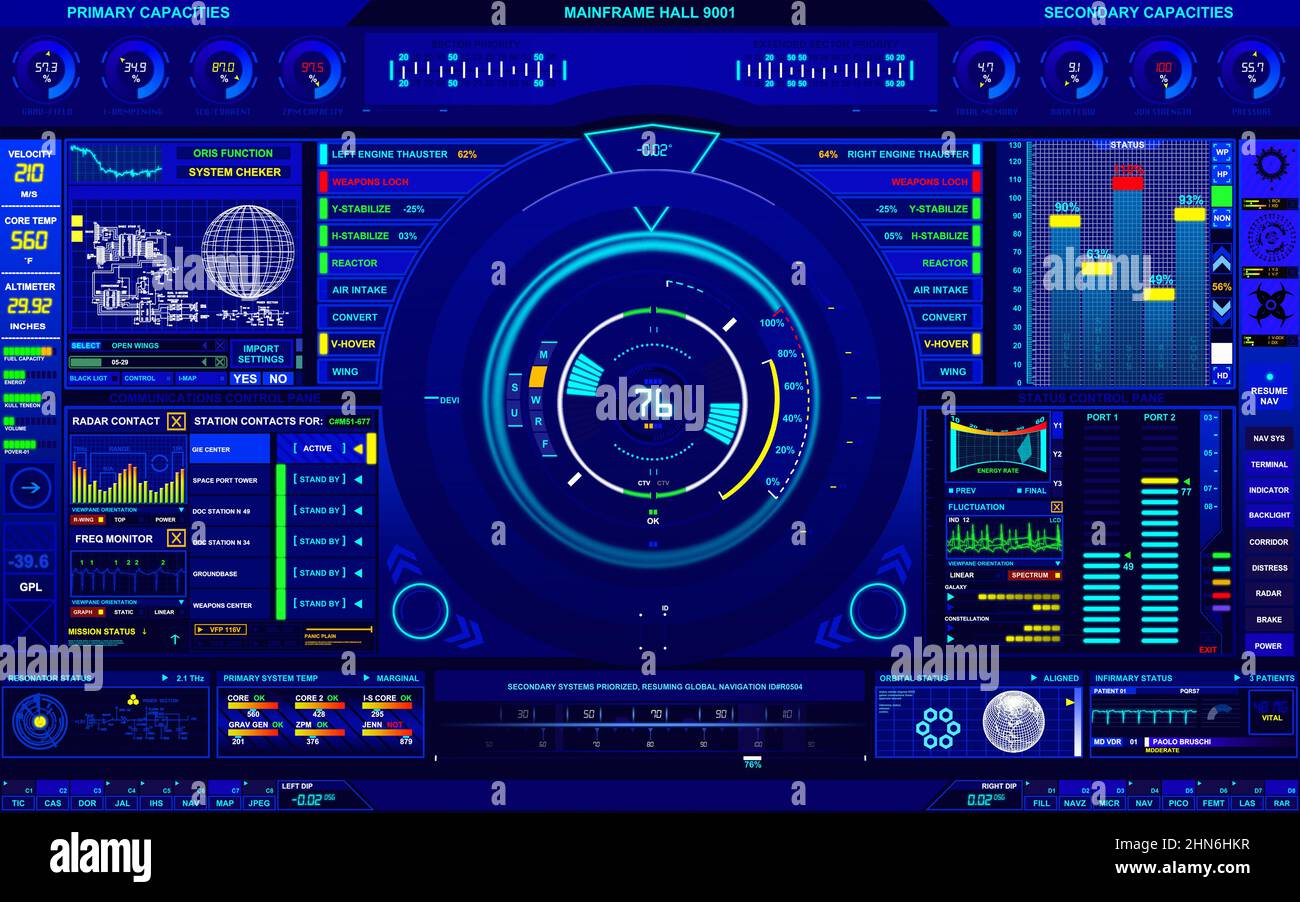 View from the cockpit spaceship, futuristic display design Stock Photo ...