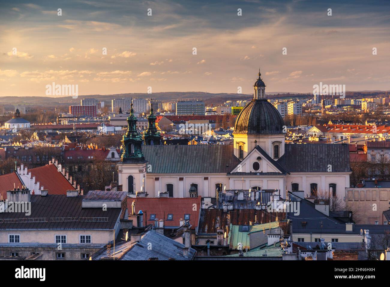 Krakow, view from above the historic Polish city, Europe Stock Photo ...