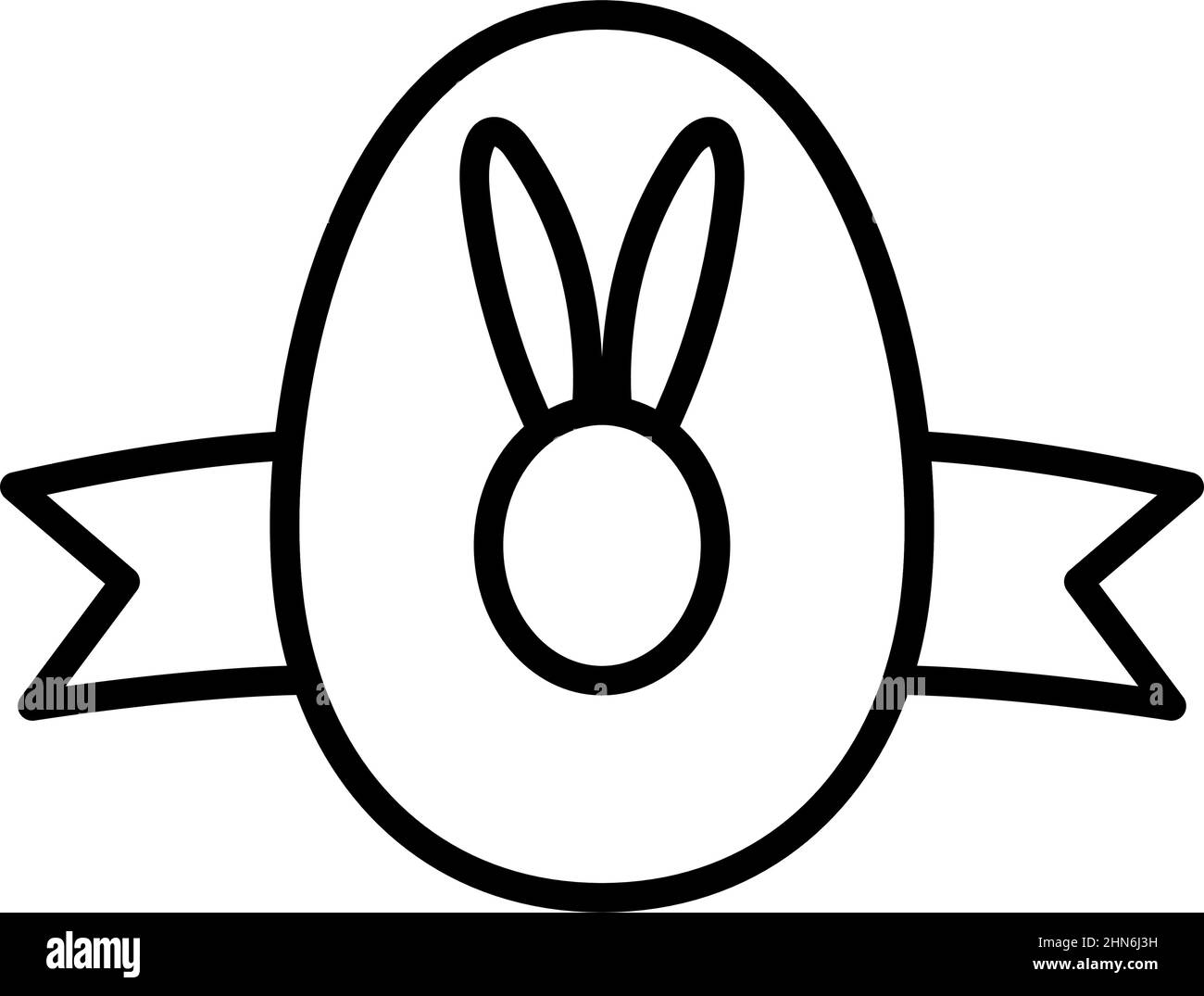 Easter Egg With Ribbon Icon. Bold outline design with editable stroke ...