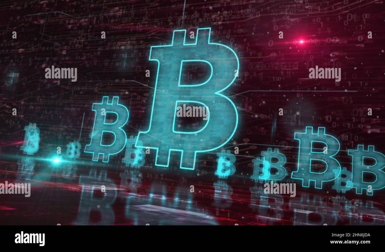 Bitcoin blockchain crypto currency and digital money symbol digital ...