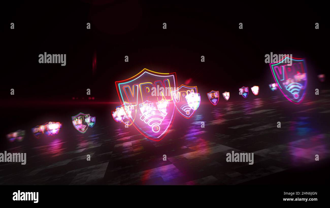 VPN neon sign concept, virtual private network symbol, security ...