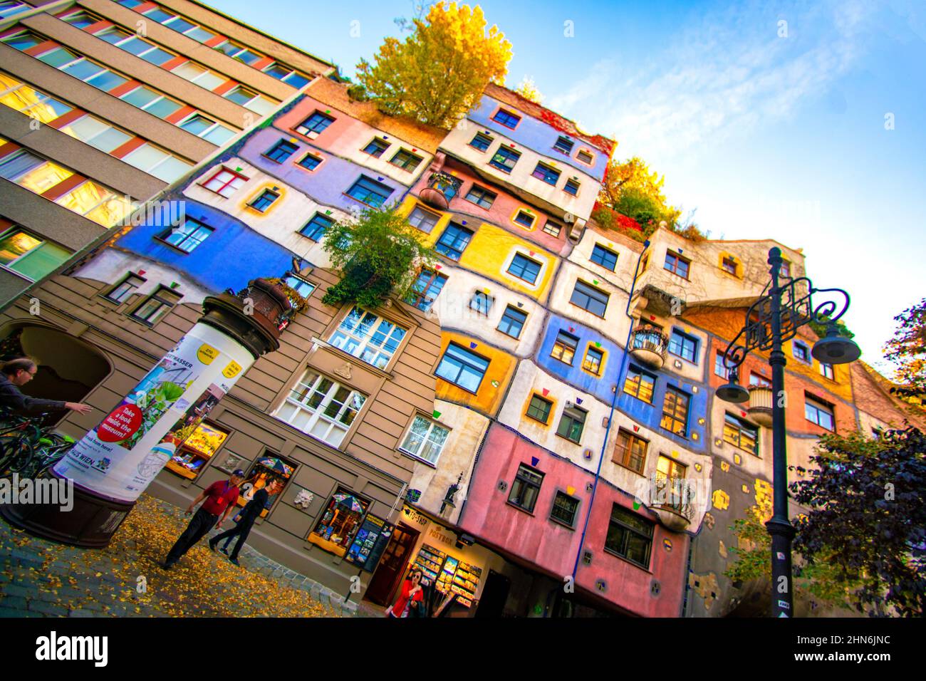 Building made up of different colors. A beautiful multi-colored multi ...