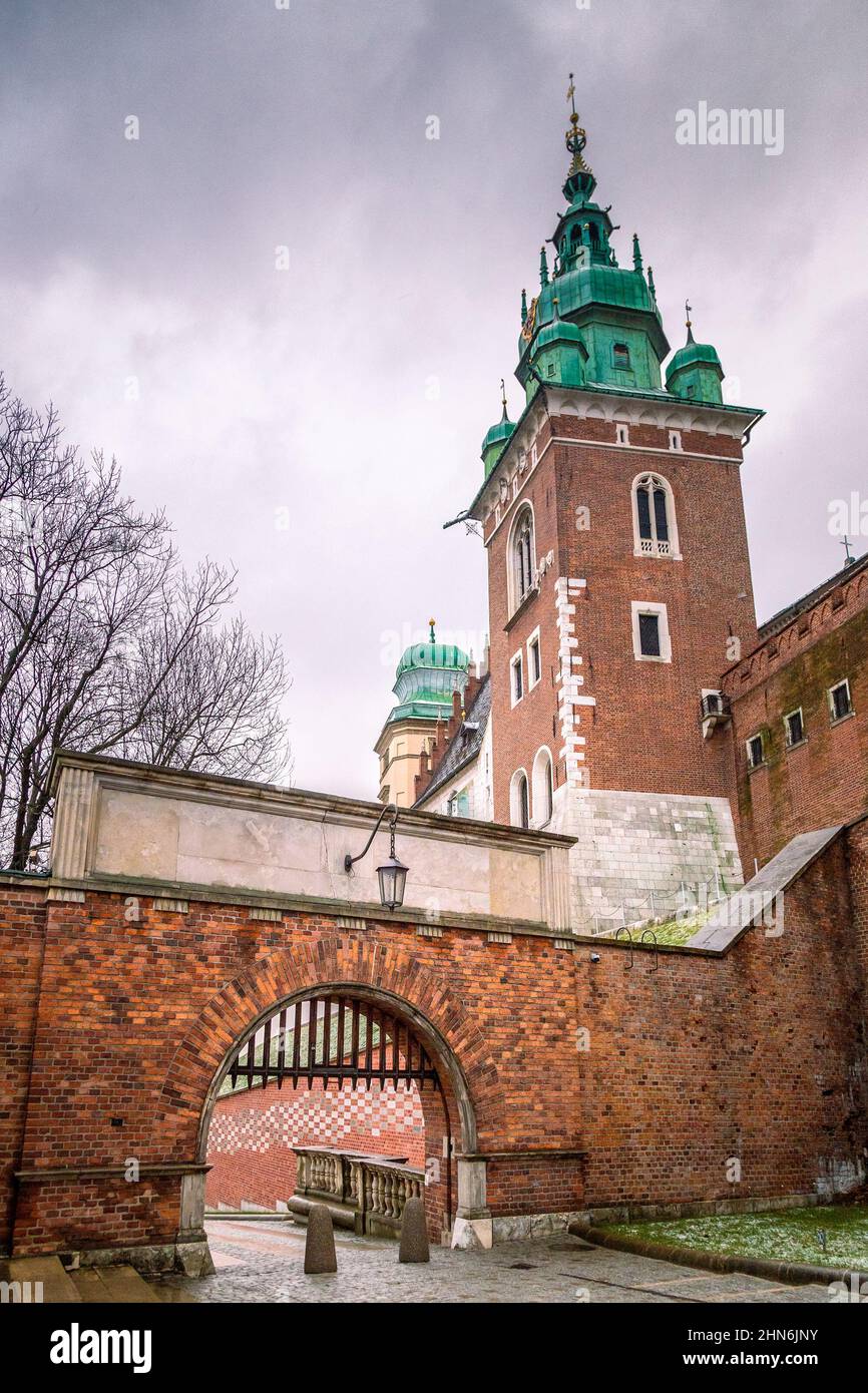 Entrance gate to The Wawel castle in Krakow, the historic Polish city ...