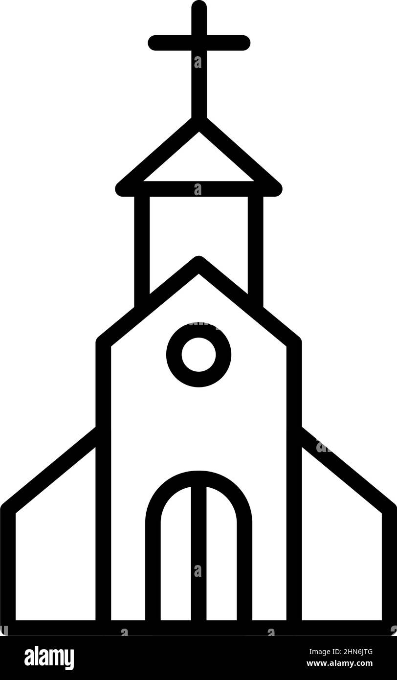 Church Icon. Bold outline design with editable stroke width. Vector ...