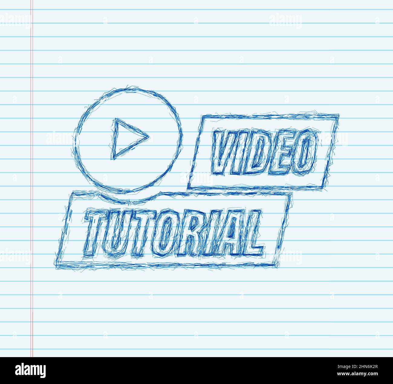 Video tutorials sketch icon. Study and learning background, distance ...