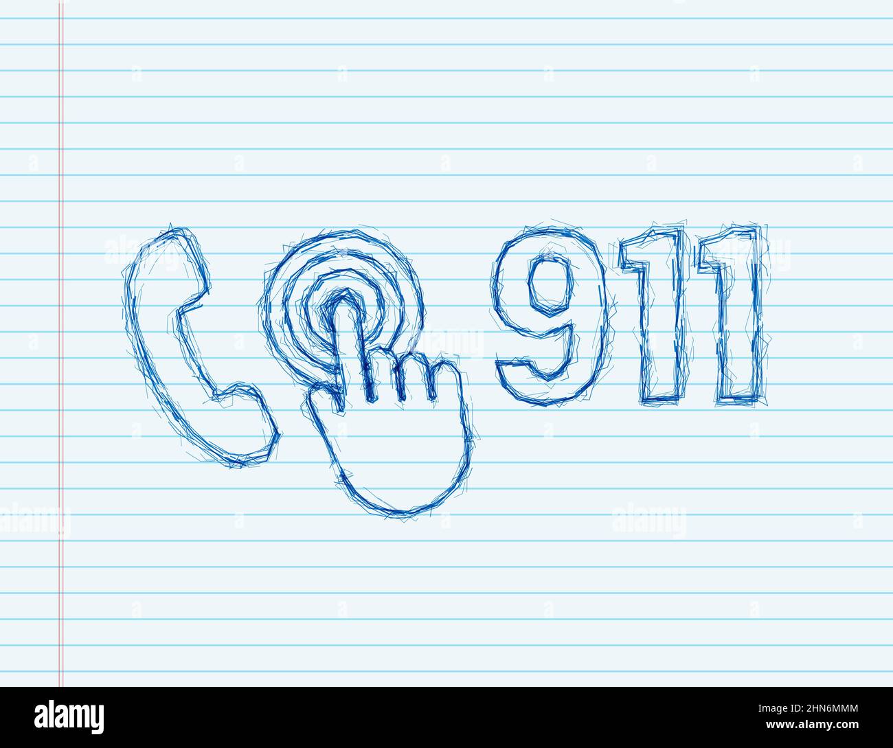 911 call in sketch style. Call icon vector. Hand holding smartphone ...