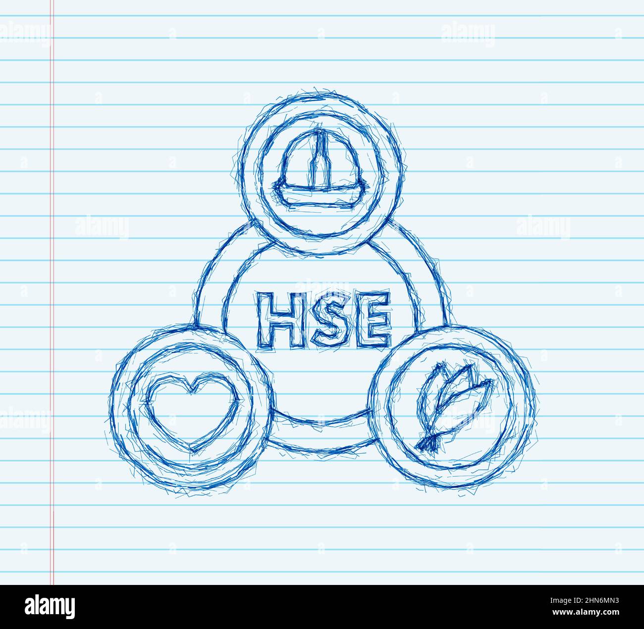 HSE sketch label. Health, Safety, Environment. Icon design. Work safety ...