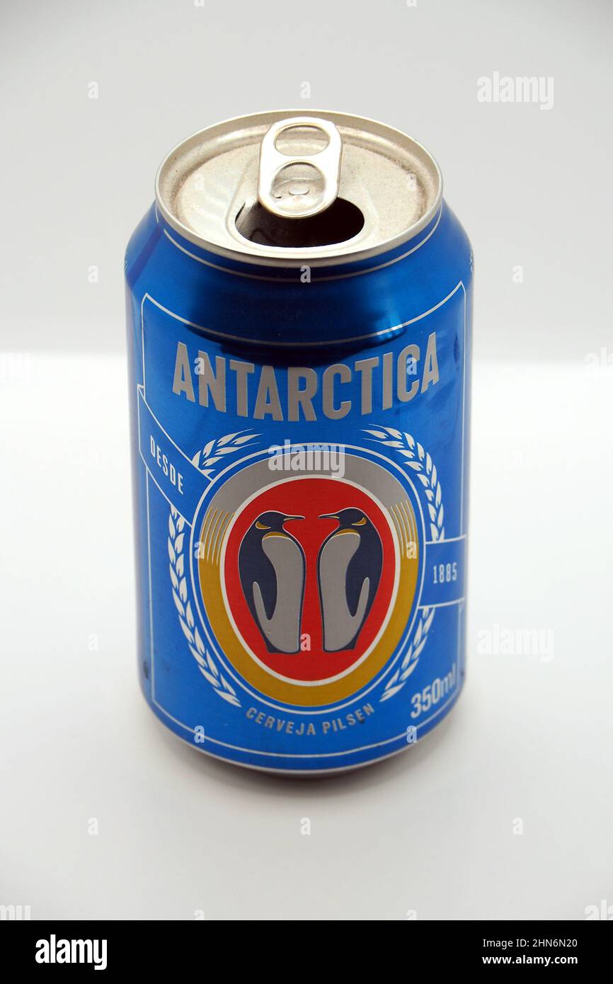 Antarctica Brazilian beer can Stock Photo - Alamy