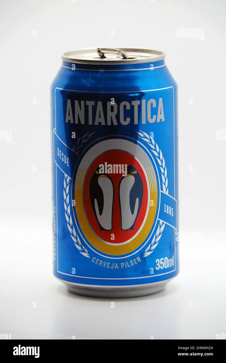Antarctica Brazilian beer can Stock Photo - Alamy