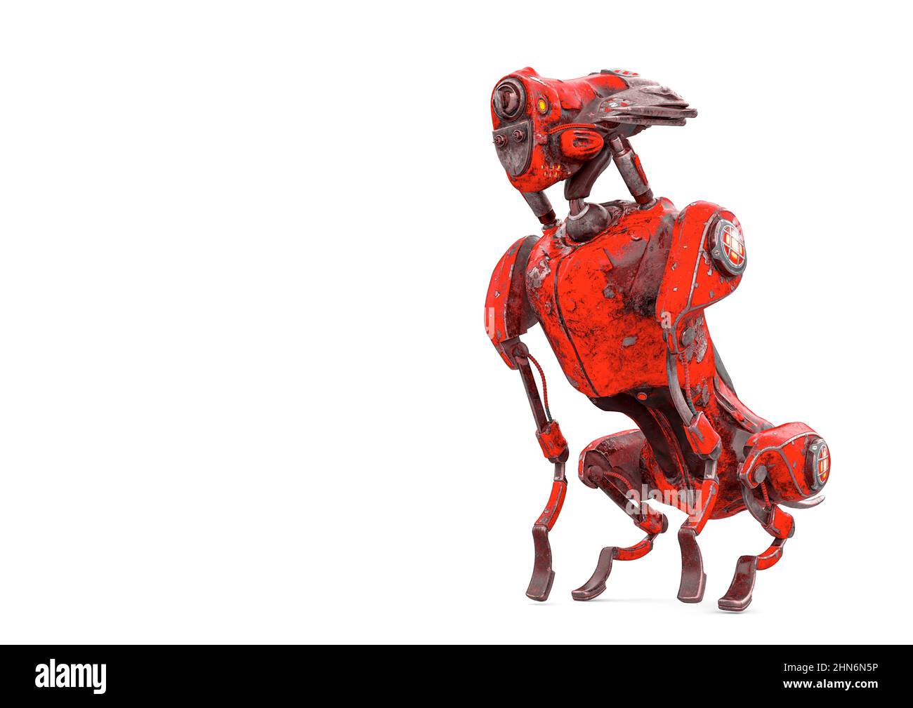 cyber watchman dog in sit pose with copy space, 3d illustration Stock ...