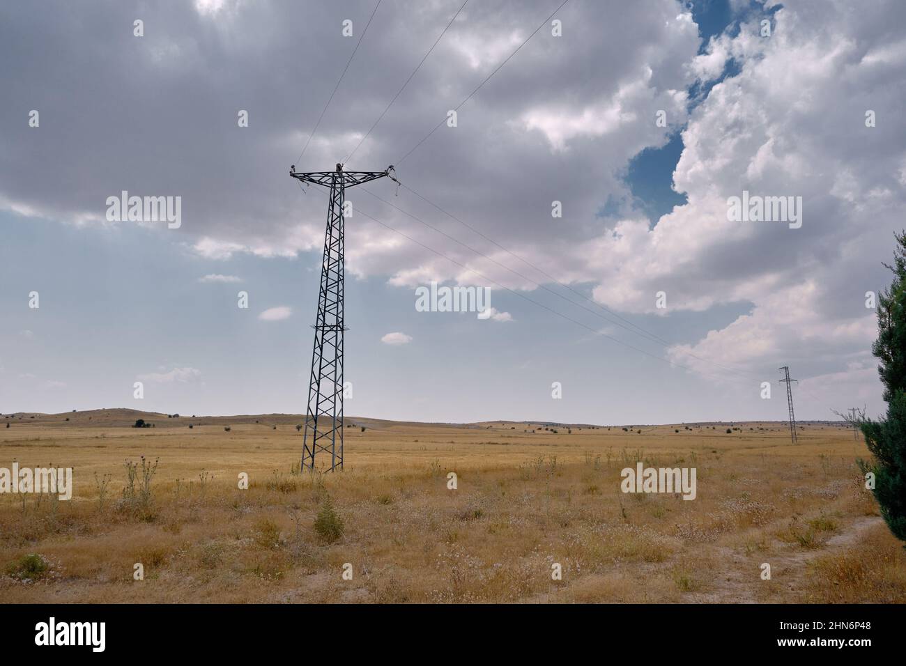 Electricity transmission, electrical post middle power coming from ...