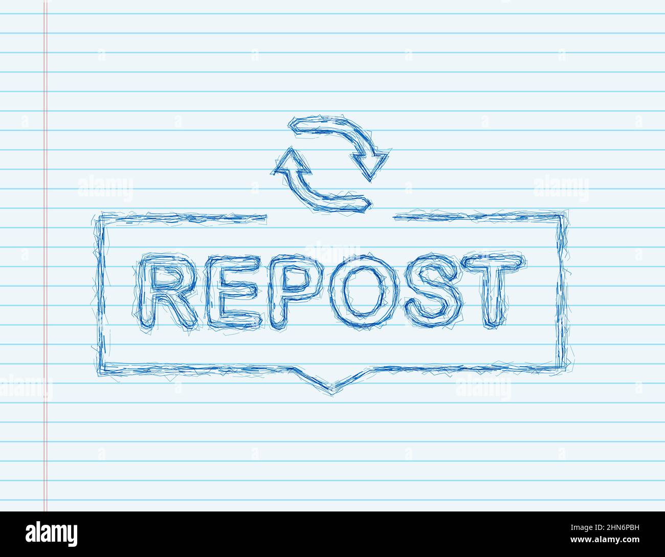 Repost sketch icon. Repost label. Social media. Vector stock ...