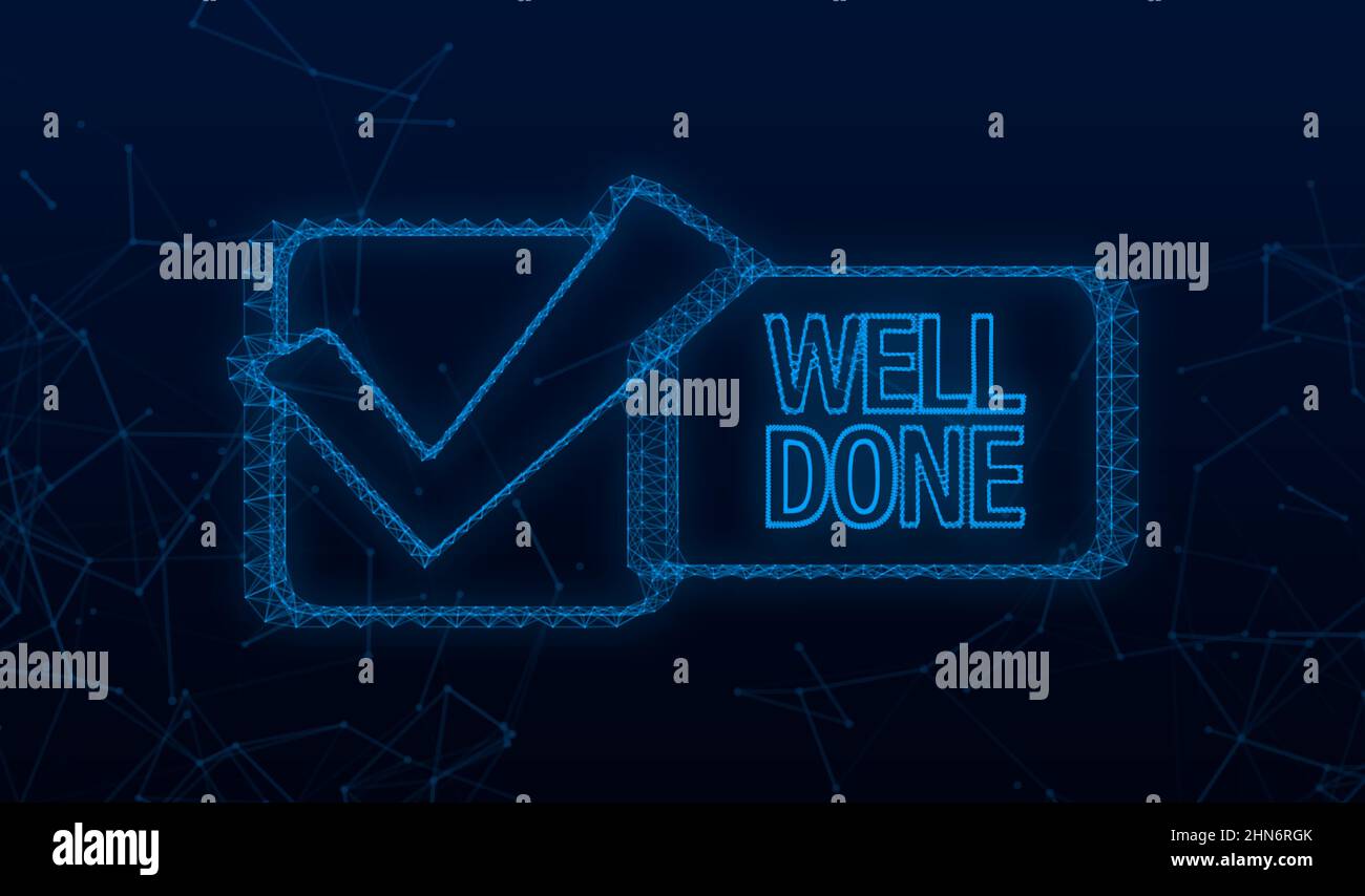 Well done written on Plexus yellow label. Advertising sign. Vector ...