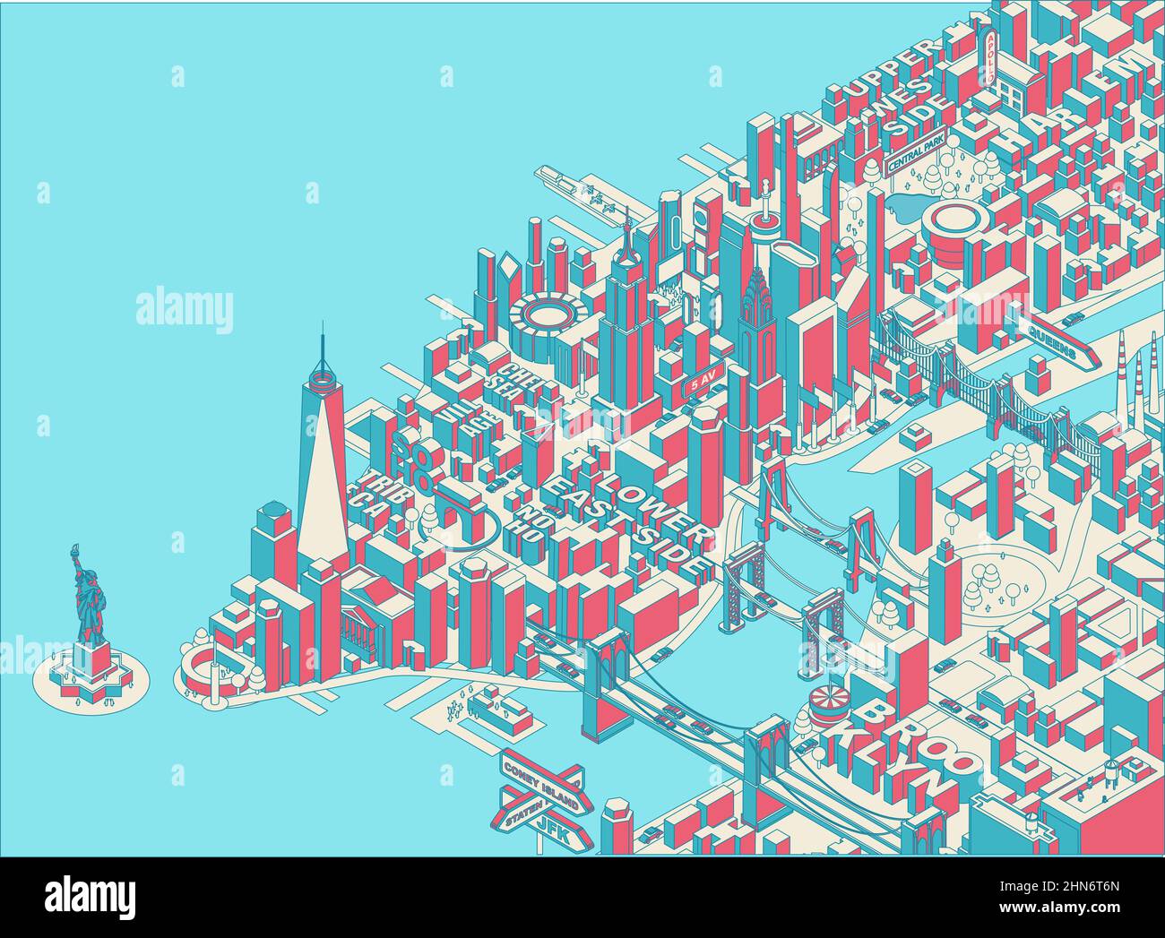 New York City isometric map Stock Photo - Alamy